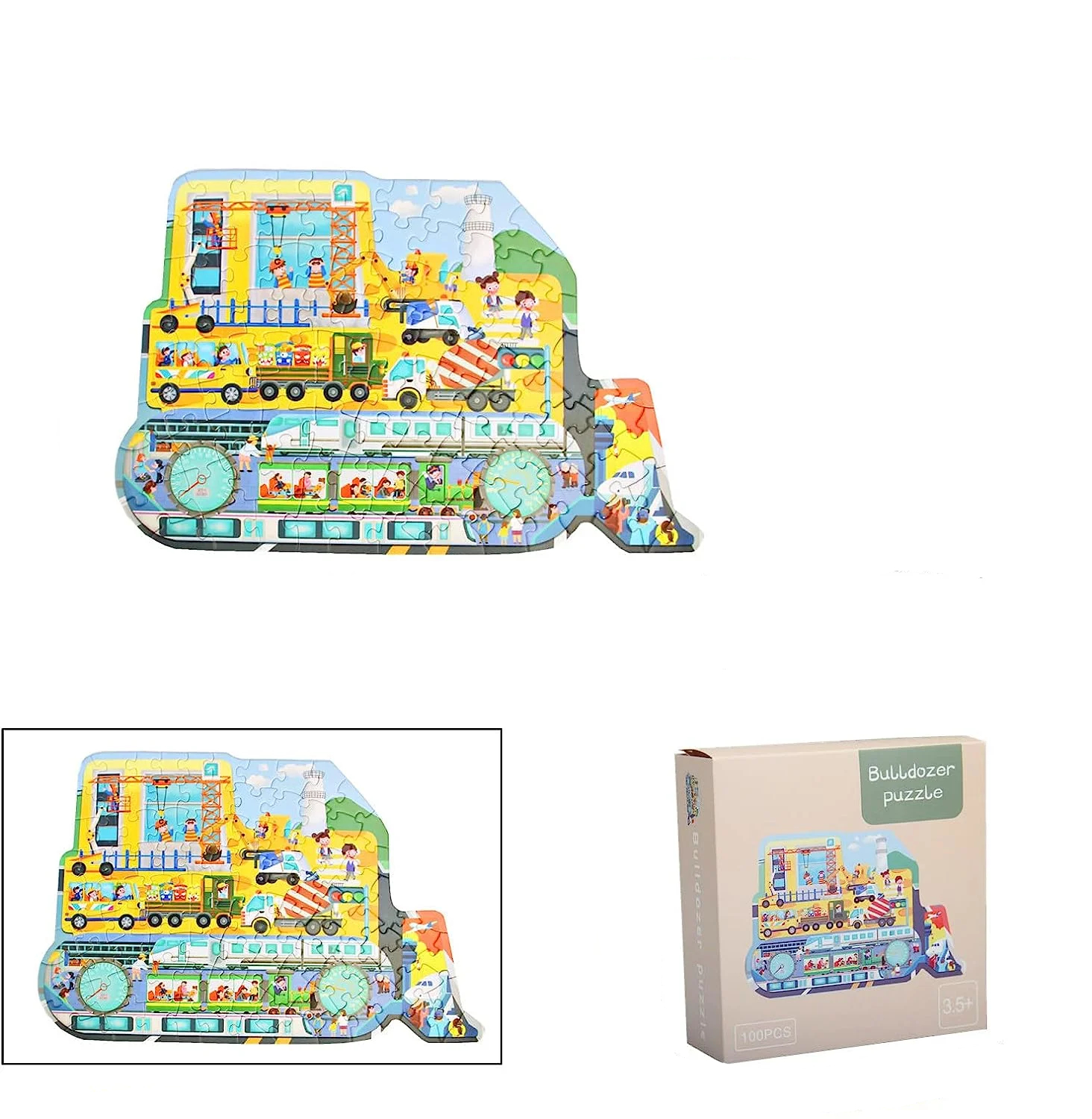 Puzzle bulldozer 100 pièces • Mon jouet éducatif